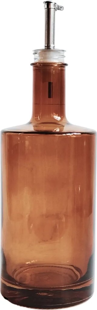 Skleněná láhev na olej 500 ml hnědá s nerezovou nálevkou VILO