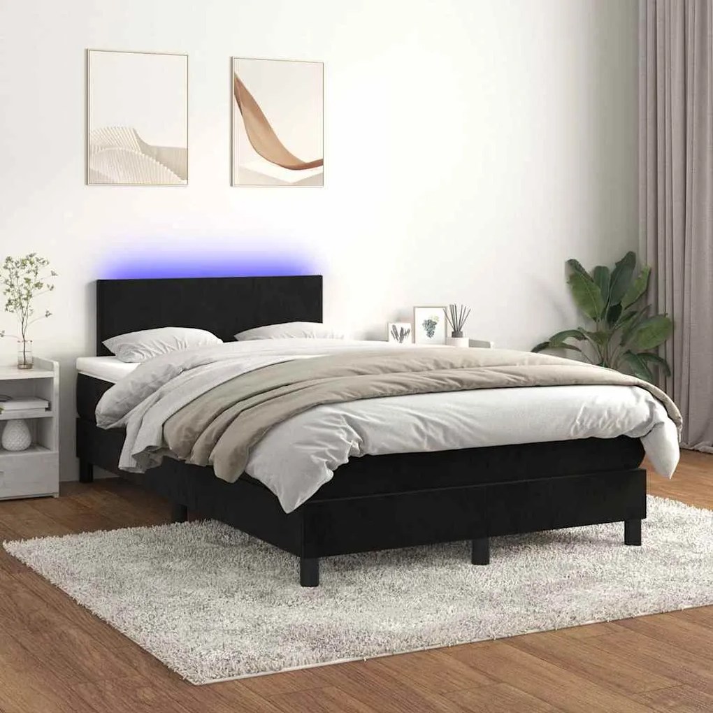 Box spring postel s matrací a LED černá 120 x 190 cm samet 3270143