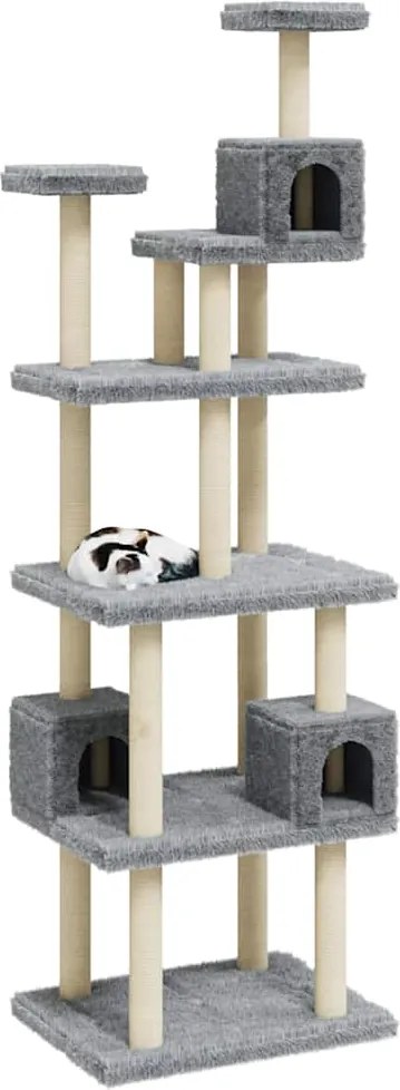 Škrabadlo pro kočky se sisalovými sloupky světle šedé 188 cm 171489