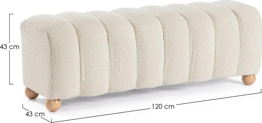 Bílá polstrovaná lavice z textilie bouclé Zora – Bizzotto