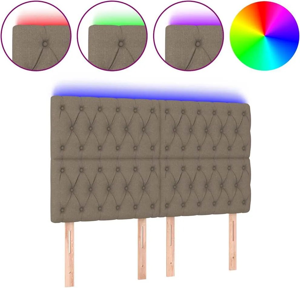 Čelo postele s LED taupe 144x7x118/128 cm textil 3122762