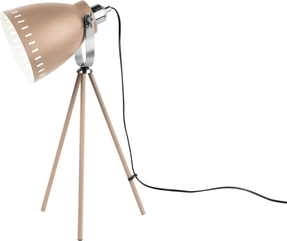Pískově hnědá stolní lampa s detaily ve stříbrné barvě Leitmotiv Mingle