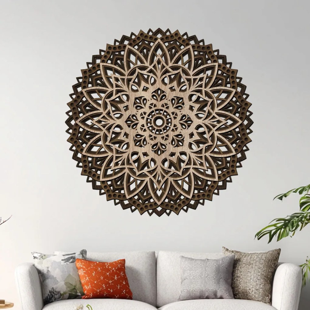 dřevo života 4 vrstvá mandala KVETOUCÍ DUŠE Zvolte rozměr (cm): 40x40, Zvolte barvu dekoru: Černá-Bílá