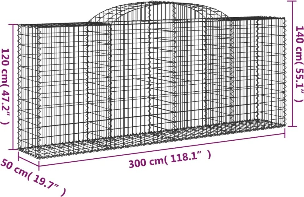 Klenuté gabionové koše 12ks 300x50x120/140cm pozinkované železo 3146729