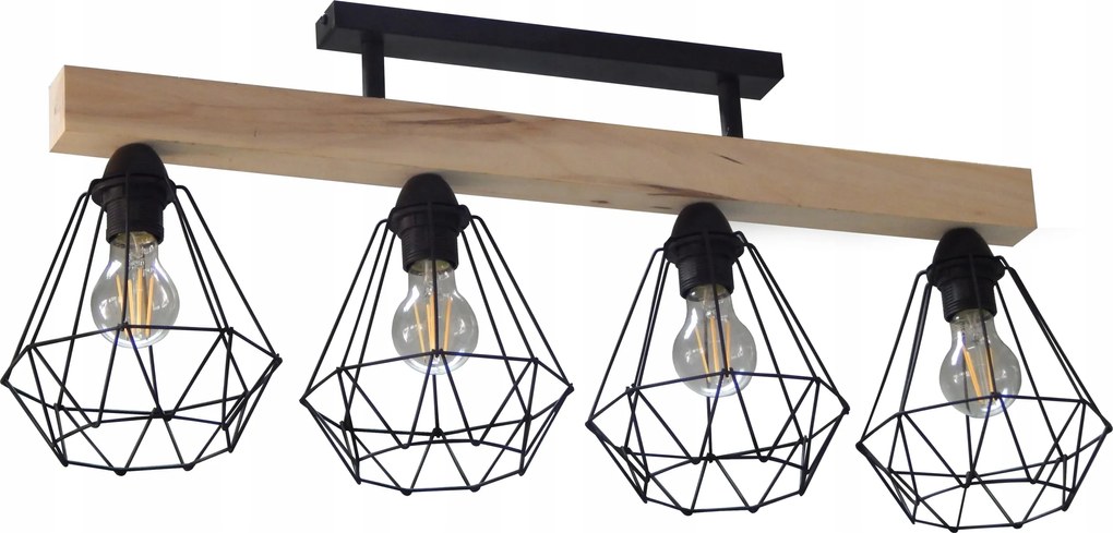 Lampa Stropní Svítidlo/stropní 022-4PL Drátěná Dřevo Loft