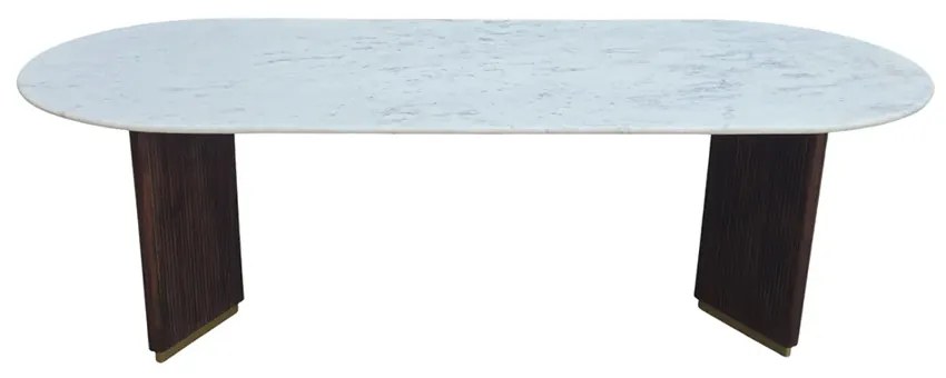 Massive home | Oválný jídelní stůl GATSBY 240 cm, mangovníkový dřevěný rám/ mramorová deska bílá