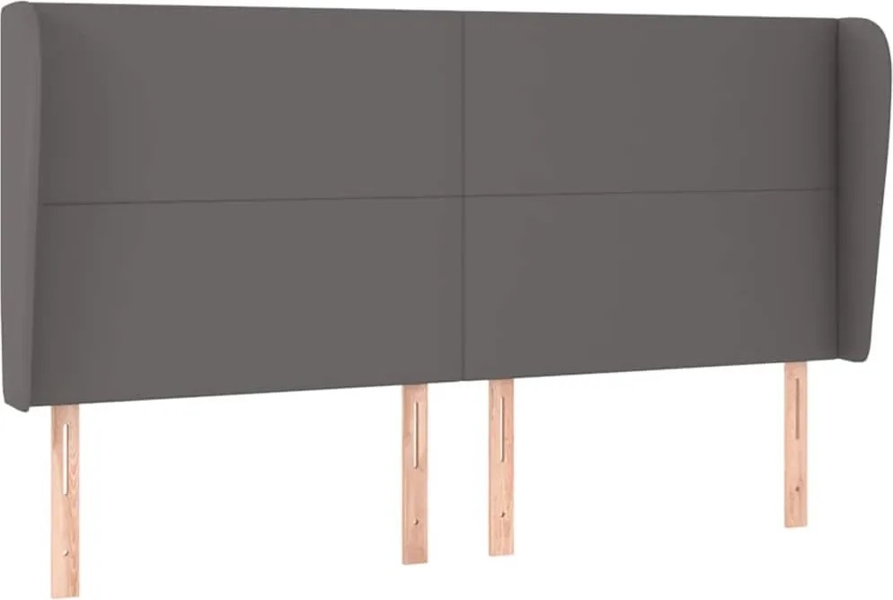 Čelo postele typu ušák tmavě šedá 183x23x118/128 cm umělá kůže 3117782