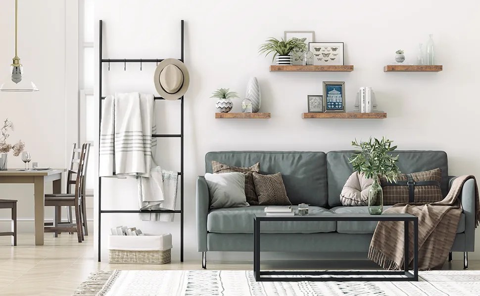 Žebřík na ručníky Vasagle Rustline hnědý/černý