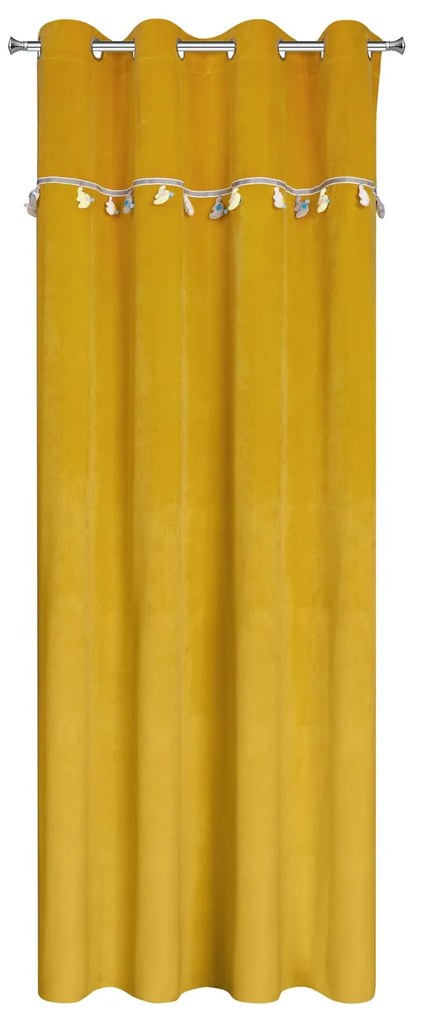 DĚTSKÝ ZATEMŇOVACÍ ZÁVĚS NA KROUŽCÍCH KIDS 1 140X250 CM HOŘČICOVÁ