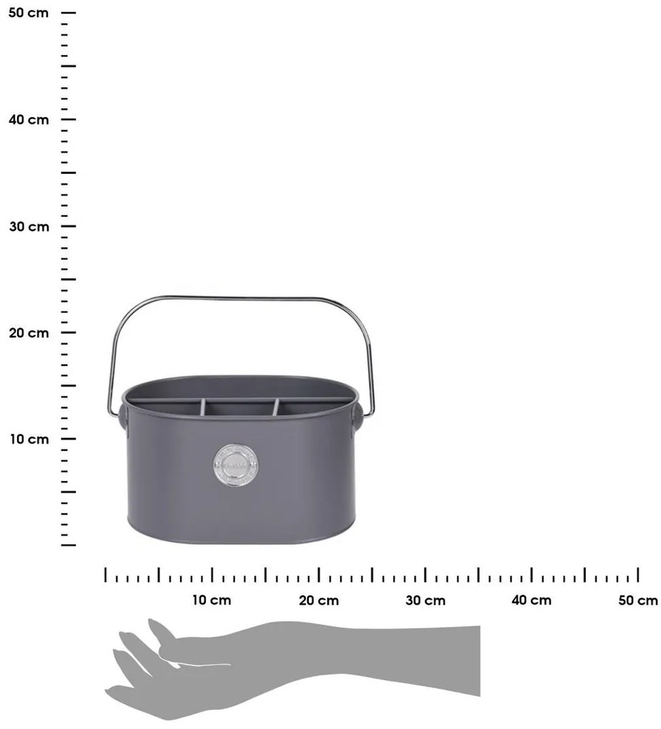 Kovová nádoba na příbor Oscar, 28x18x13 cm, šedá