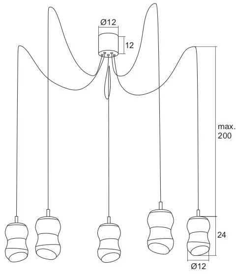 Argon 2073 - LED Lustr na lanku GARDA 5xLED/5W/230V