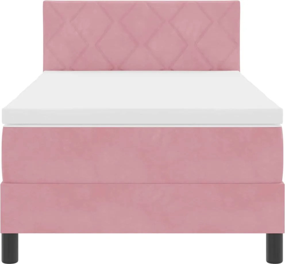 Postel s boxspringem s čelo Růžová 90 x 200 cm samet 3339217
