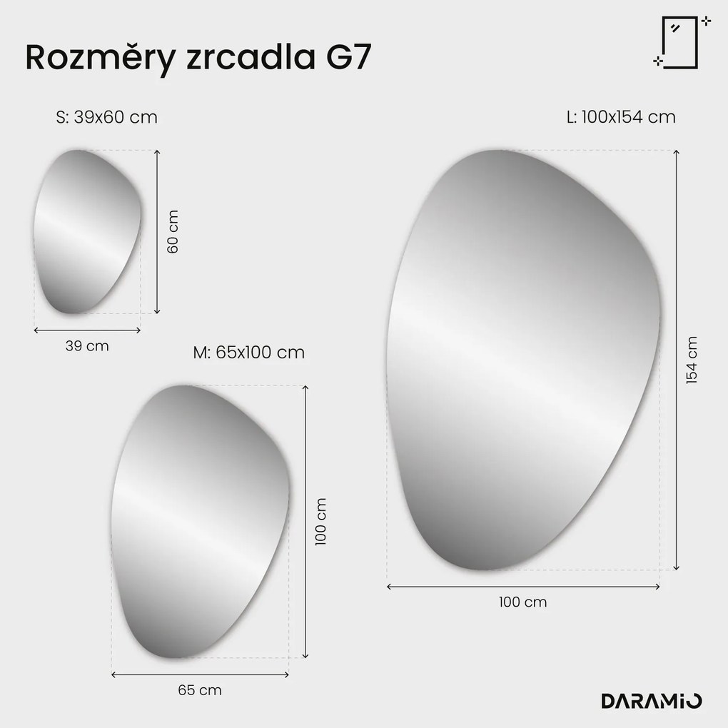 Zrcadlo do koupelny ve tvaru oblázku s LED osvětlením G7