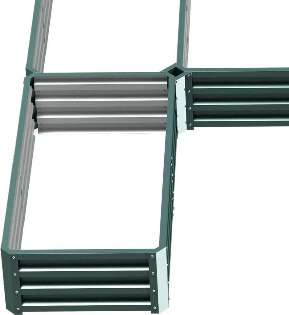 Outsunny Modulární ocelová zahradní čtvercová nádobka na zeleninu, sada 5 květináčů pro zeleninu, rostliny, květiny, rozměry 245L x 242W x 31H cm, ze…