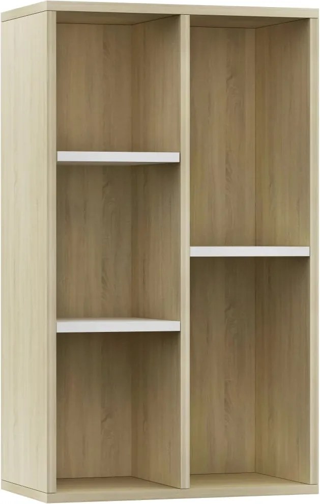 Knihovna/příborník - bílá a dub sonoma | 45x25x80 cm