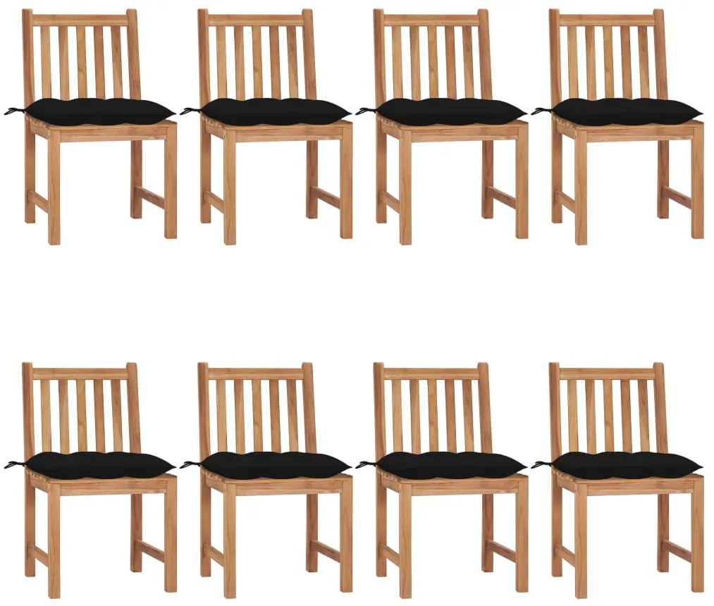 Zahradní židle s poduškami 8 ks masivní teak 3073164