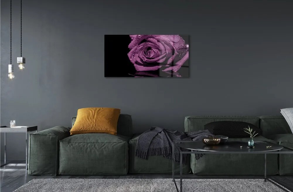 Obraz na skle Purpurová růže 120x60 cm