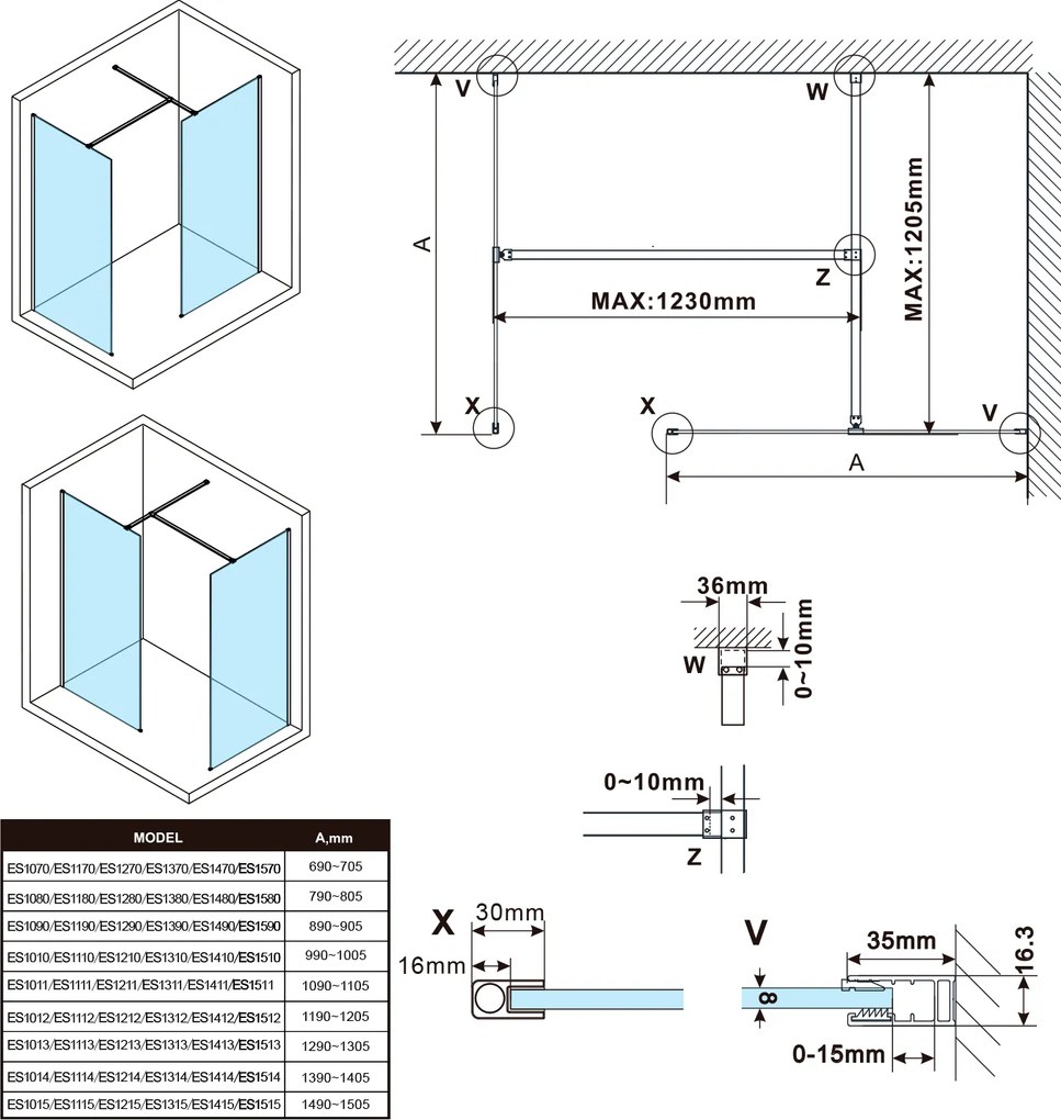 Polysan Esca sklo 76,7 x 210 cm kouřové matné ES1480