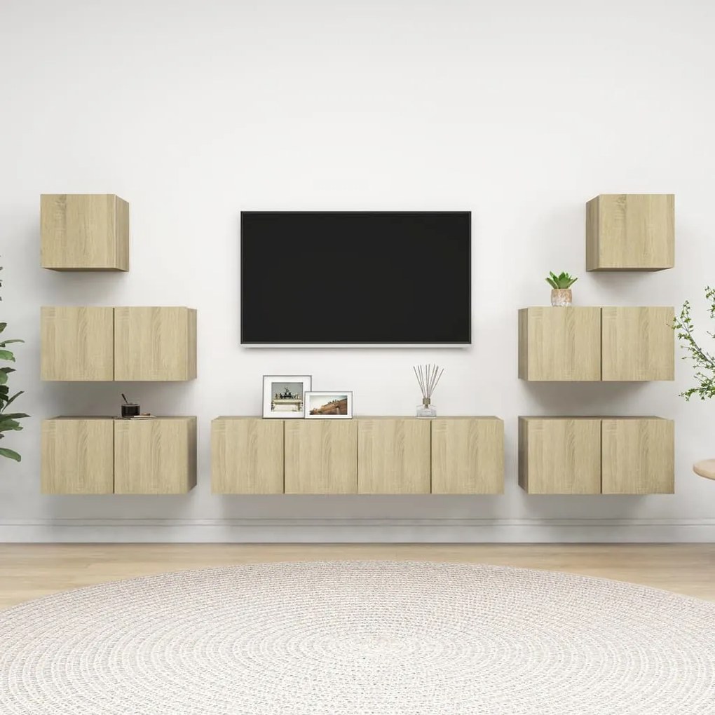 8dílný set TV skříněk dub sonoma kompozitní dřevo 3079029