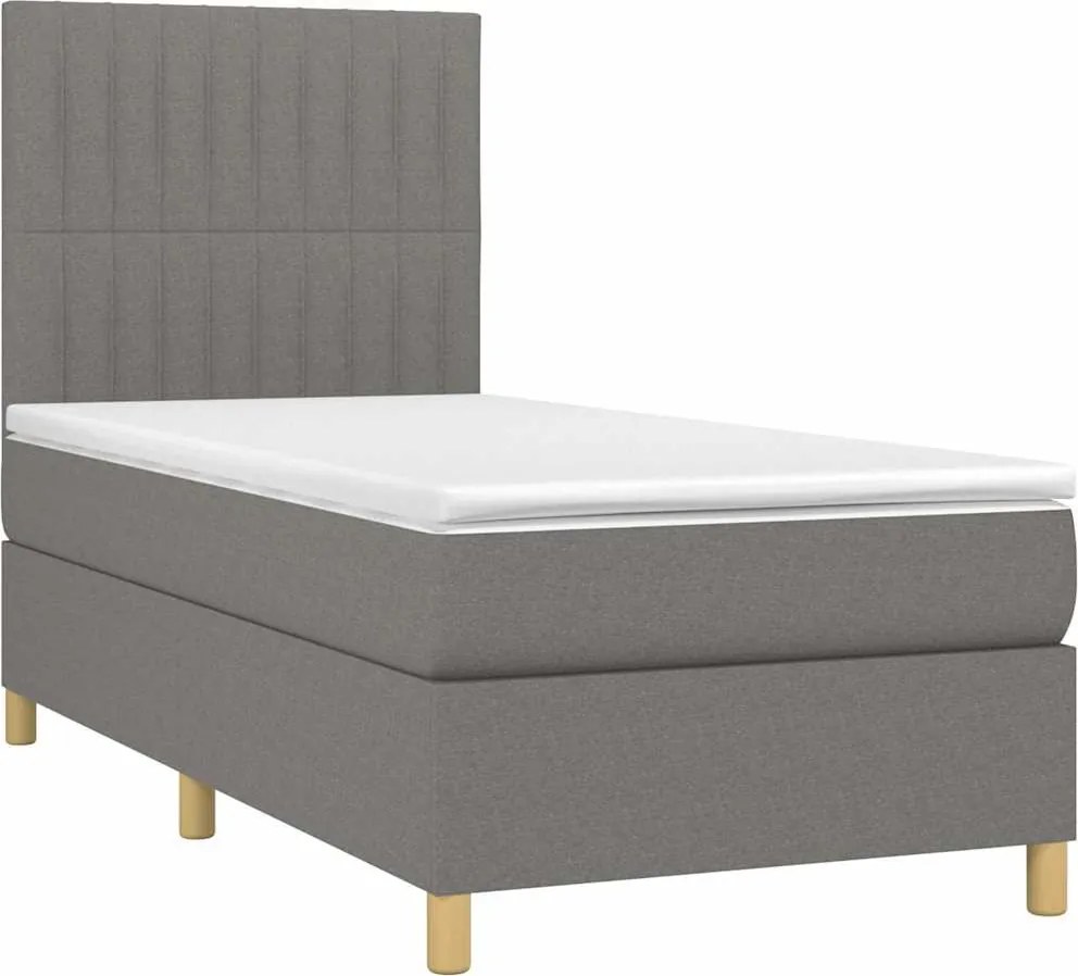 Box spring postel s matrací a LED tmavě šedá 90x190 cm textil 3135558