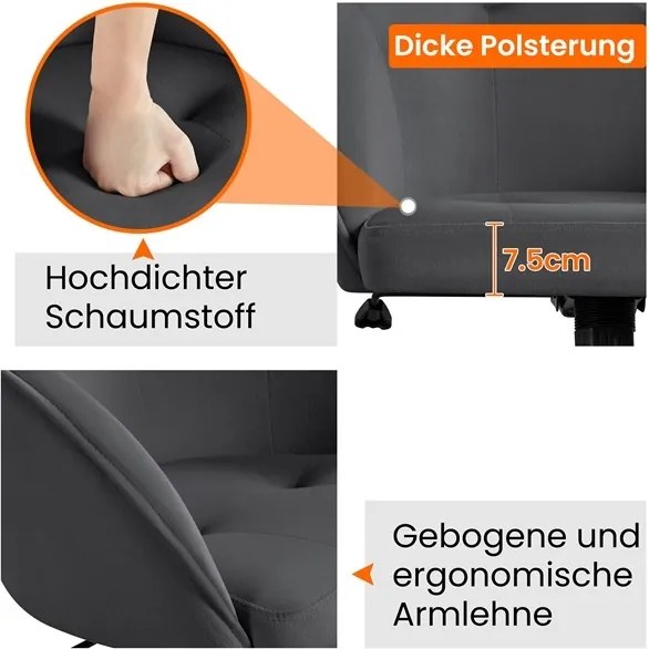 Sada 2 ks – Kancelářská židle Yaheetech – šířka 56,5 cm (267492589069)