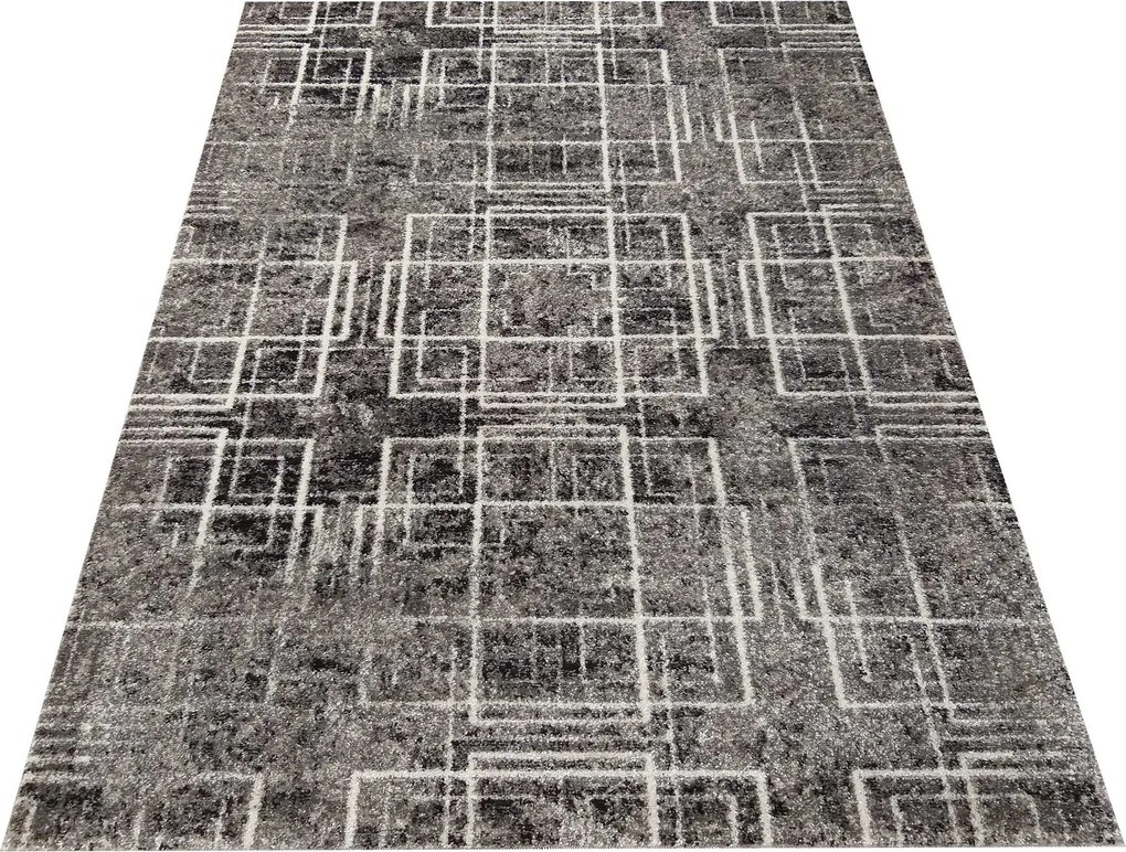 DY Šedý koberec s geometrickým vzorem Panamero 09 Rozměr: 60x100 cm