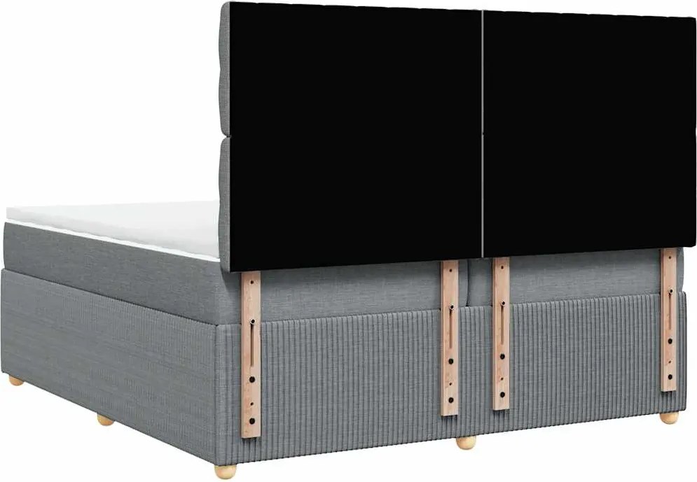 Box spring postel s matrací světle šedá 200 x 200 cm textil 3292170