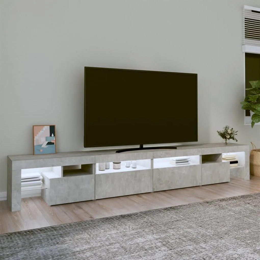 TV skříňka s LED osvětlením betonově šedá 260x36,5x40 cm 3152821