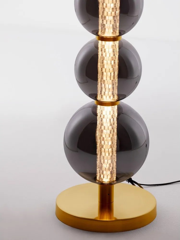 Šedá kovová LED stmívatelná stojací lampa se skleněným stínidlem (výška 140 cm) Navi – Nova Luce