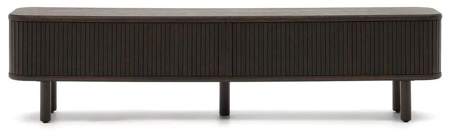 Tmavě hnědý TV stolek v dekoru jasanu 200x50 cm Mailen – Kave Home
