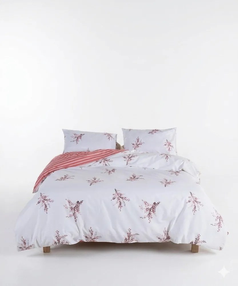 Bílé/růžové povlečení na dvoulůžko/prodloužené z bavlny Renforcé 240x220 cm Breeze Floral – Mila Home Luxury