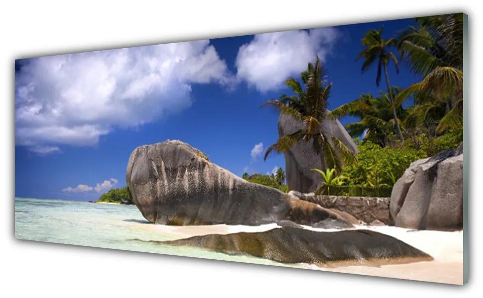 akrylový obraz Skály Pláž Krajina 125x50 cm