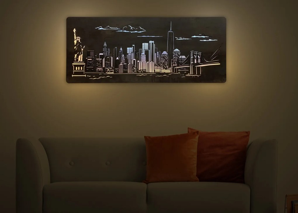 Li-Go "New York" světelný obraz 230V 120x50 cm provedení povrchu: ořech