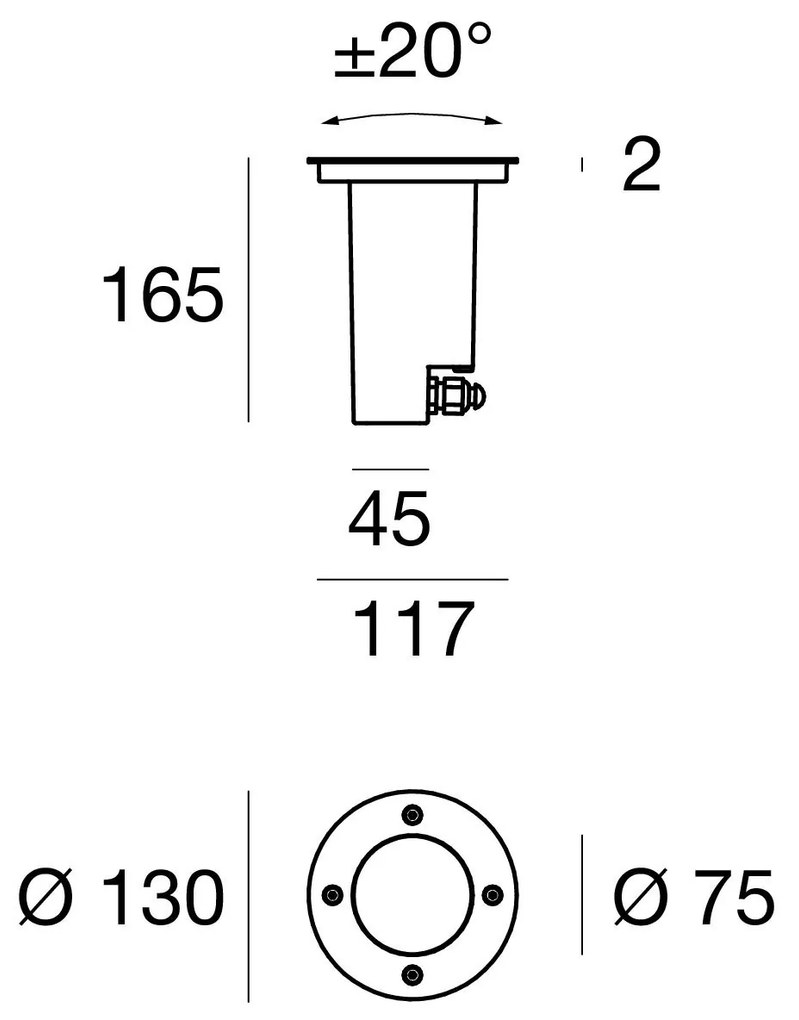 Linea Light Texo_RJ, zápustné svítidlo do podlahy s nastavitelným směrem svícení, 1x35W GU10, nerez, prům. 13cm, IP67