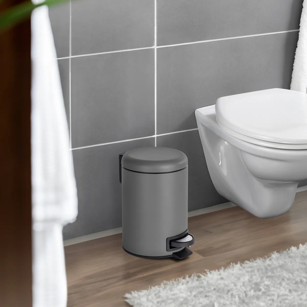 Wenko Pedálový odpadkový koš Leman 3 l, šedá, 3 l