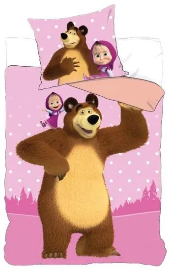 Dětské povlečení do velké postele 140x200 - Máša a medvěd přátelé Lobles