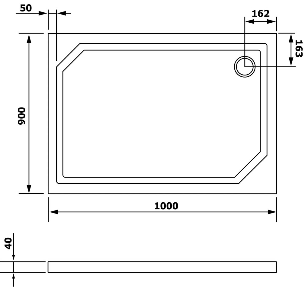 GELCO - SARA sprchová vanička z litého mramoru, obdélník 100x90x4cm, hladká, HS10090