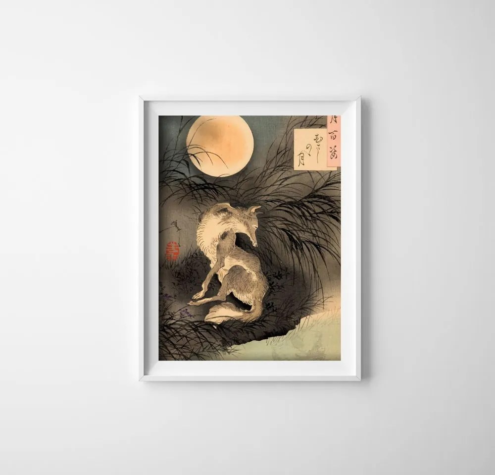 Dekorativní plakát Měsíc na prostý musashi tsukioka yoshitoshi