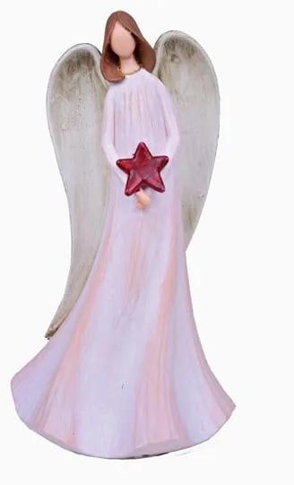 Dekorativní anděl s červenou hvězdou Ego Dekor Lilith, výška 27 cm