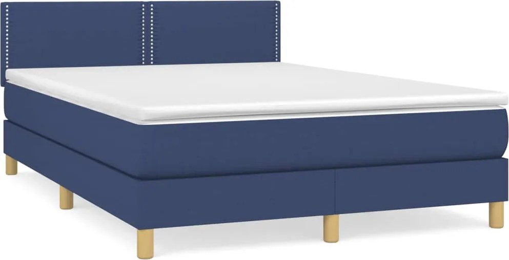 Box spring postel s matrací modrá 140x200 cm textil 3140543