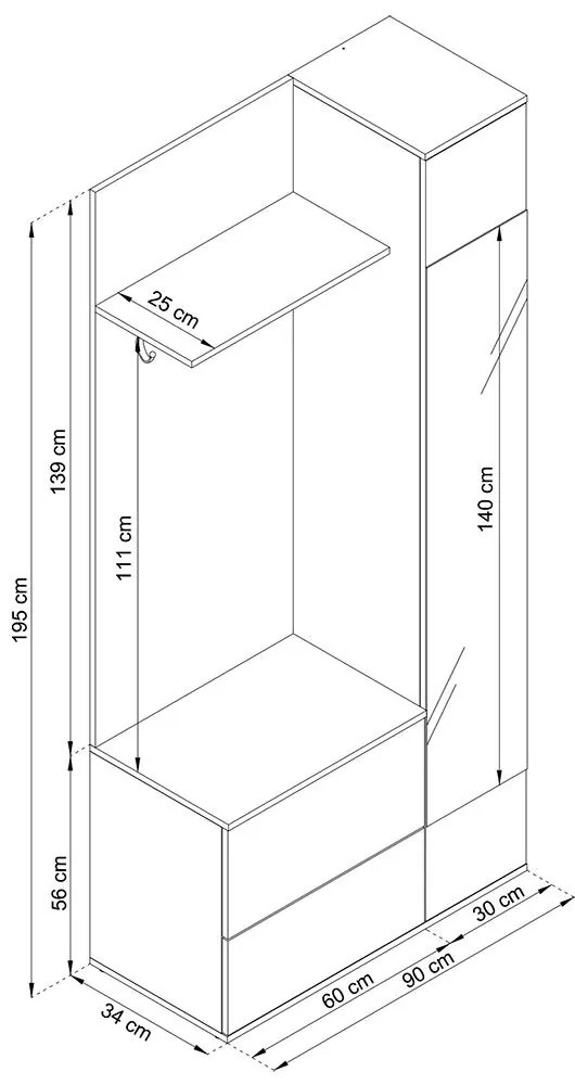 Předsíňová stěna Green - sonoma