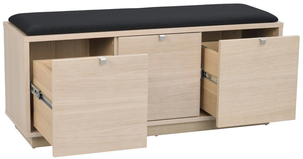 Rowico světle hnědá lavice s úložným prostorem CONFETTI a černým sedákem 106 cm 103767