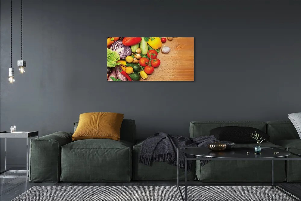 Obrazy na plátně Česnek houby cuketa 140x70 cm