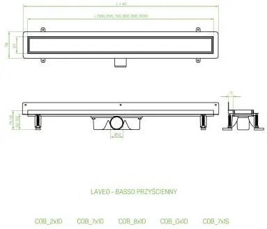 Laveo Basso, lineární odtok s mřížkou 50 cm, černá, LAV-COB_751D