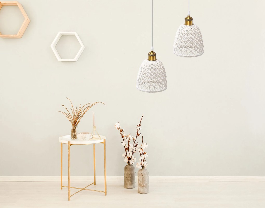 Toolight, keramická závěsná lampa 1xE27 APP1007-1CP, bílá, OSW-07534