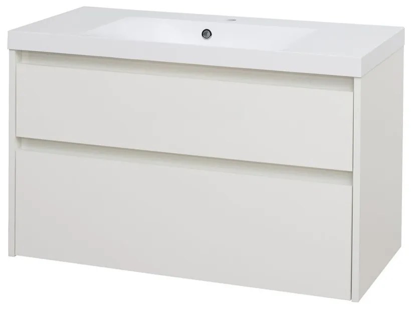 Mereo Mereo, Opto, koupelnová skříňka s umyvadlem z litého mramoru 101 cm, bílá, dub, bílá/dub, černá, CN912M