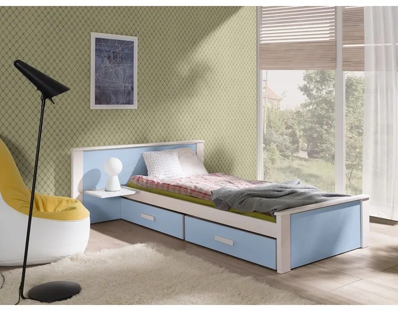 Dětská postel Minesota Plus 80, Matrace: ne, Barva: bílá + modrá
