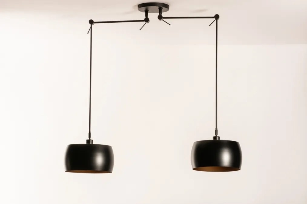 Závěsné černé designové svítidlo nad stůl Snap Light Duo Bond Black and Black