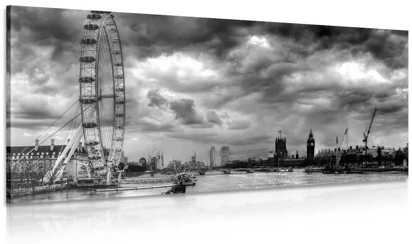 Obraz jedinečný Londýn a řeka Temže v černobílém provedení Varianta: 120x60