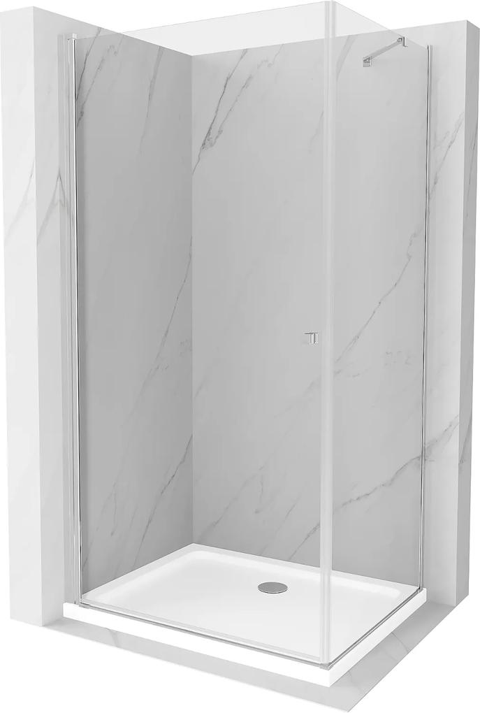Mexen Pretoria sprchový kout 80 x 100 cm, průhledný, chrom + plochá sprchová vanička-852-080-100-01-00-4010